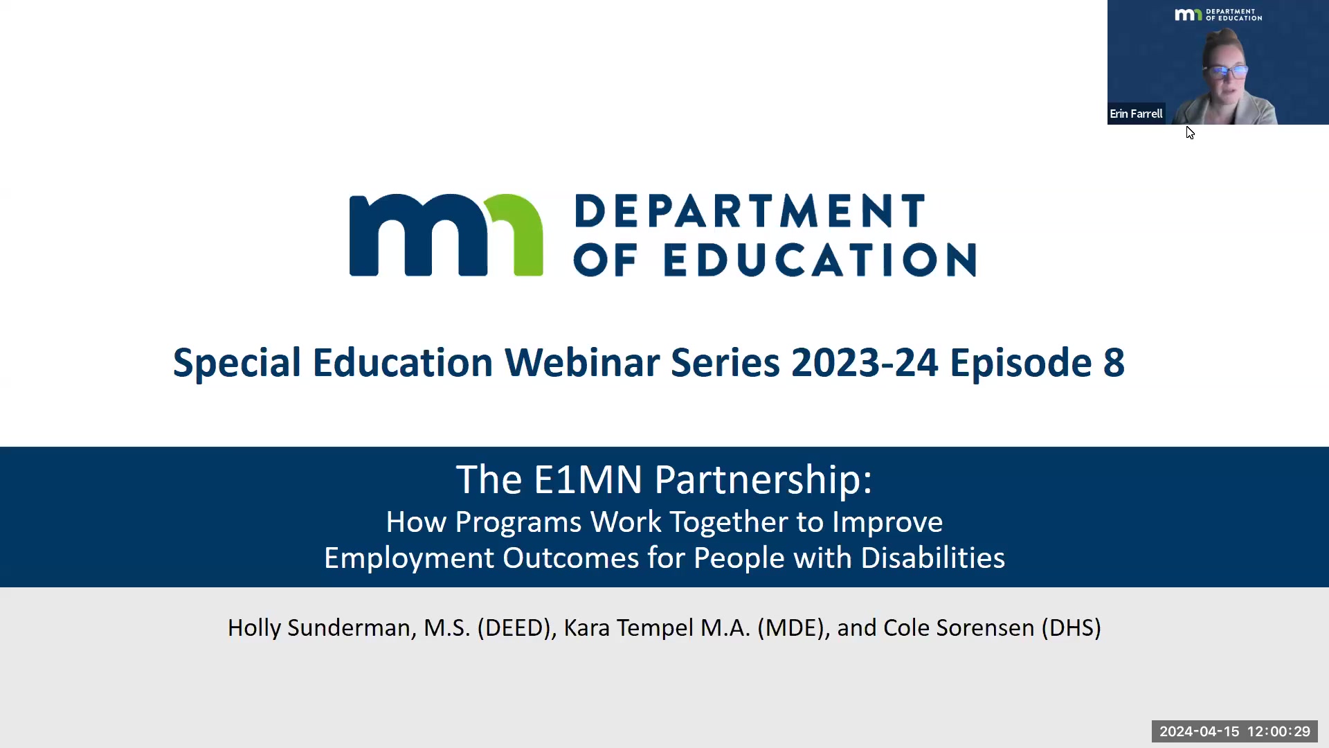 The Employment First Minnesota (E1MN) Partnership