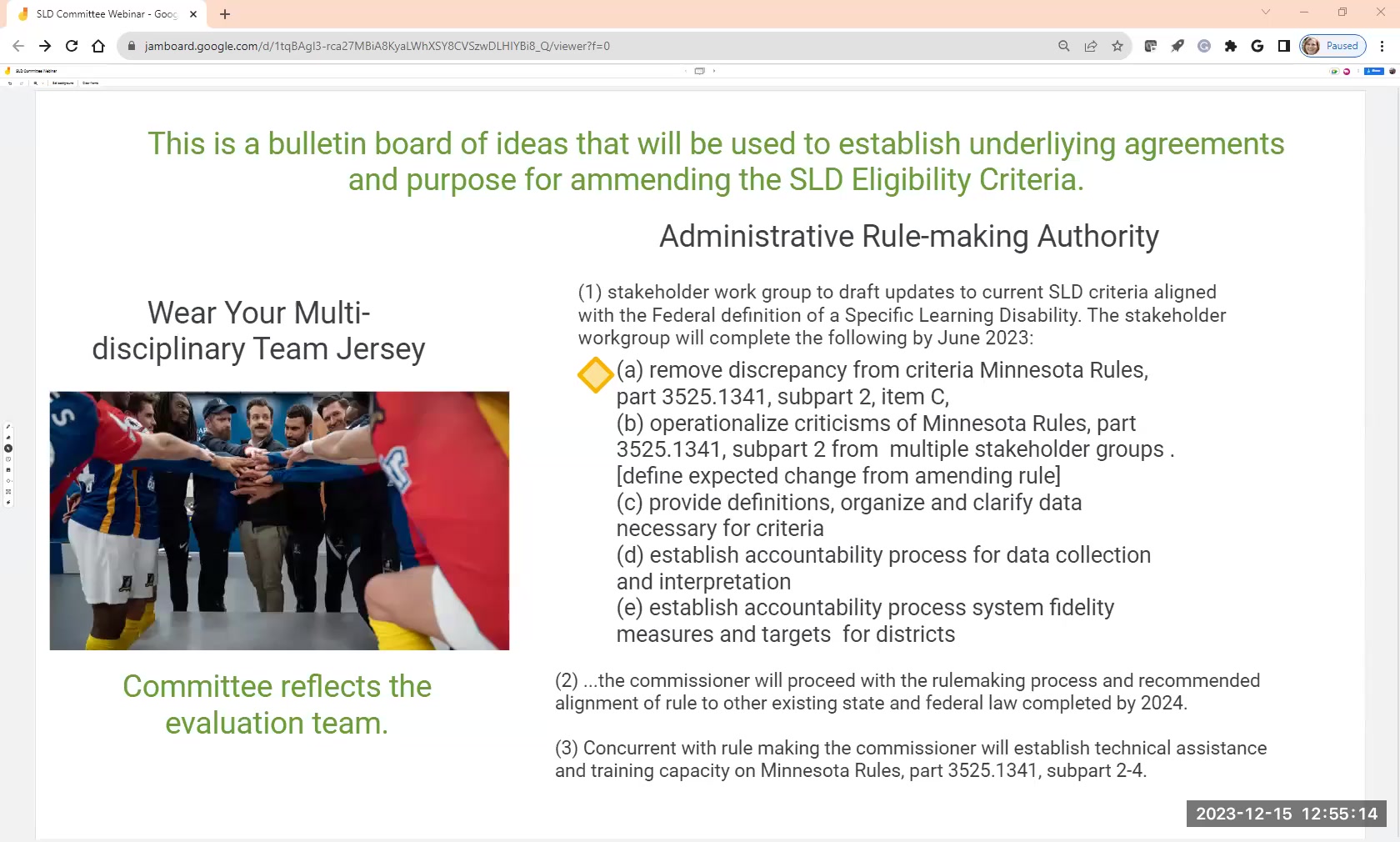 Specific Learning Disabilities (SLD) Rulemaking Process